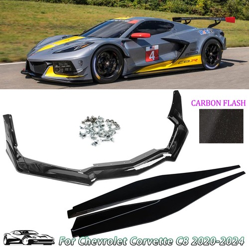 CARBON FLASH Front Lip Splitter Winglets & Side Skirts For 20-Up ...