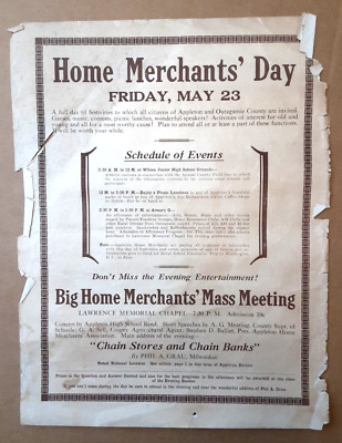 1930 APPLETON, WI. Newspaper AD~HOME MERCHANT'S DAY~Pettibone-Peabody ...
