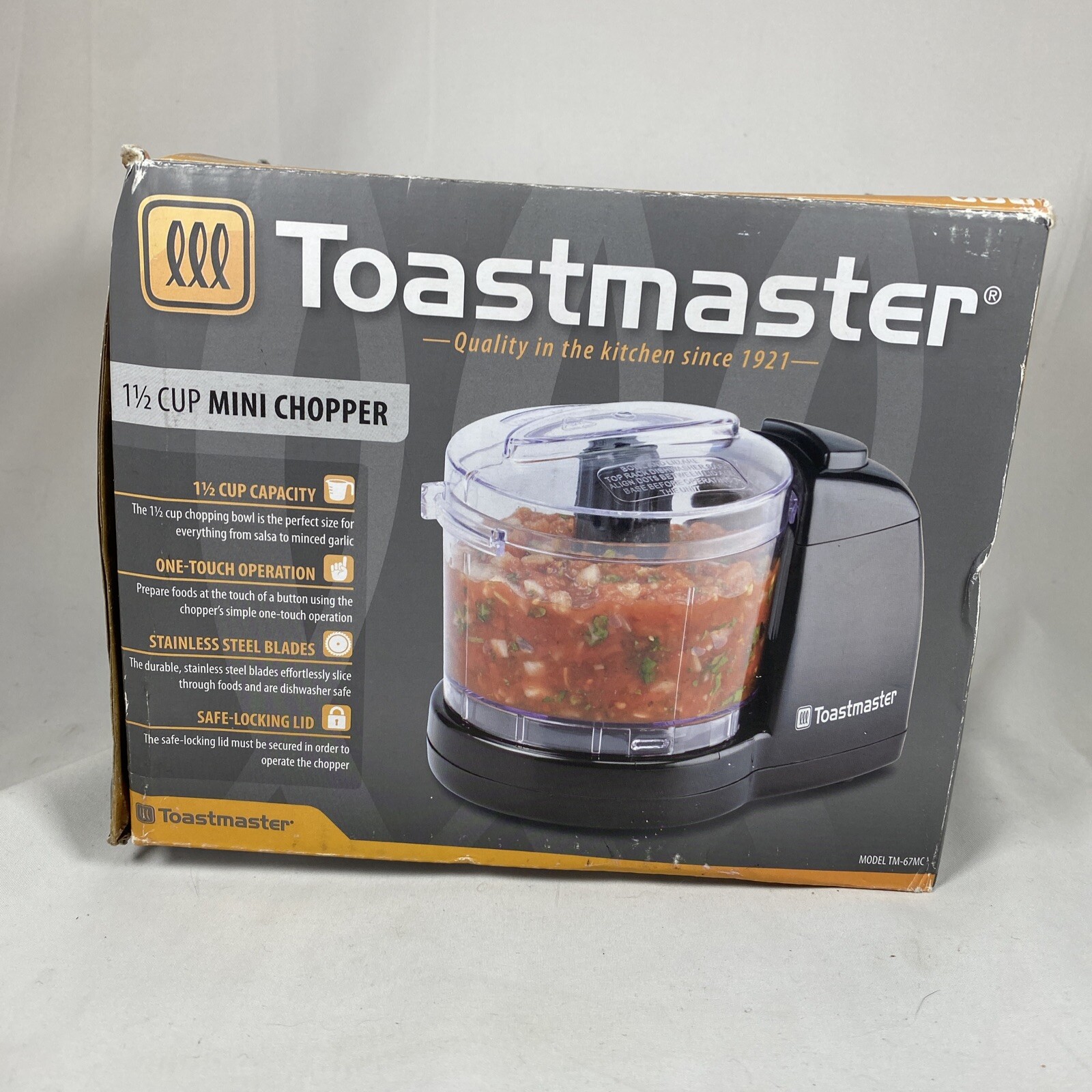 NEW Toastmaster Mini Electric Food Chopper: 1-1/2 Cup, 1 Touch, Black ...