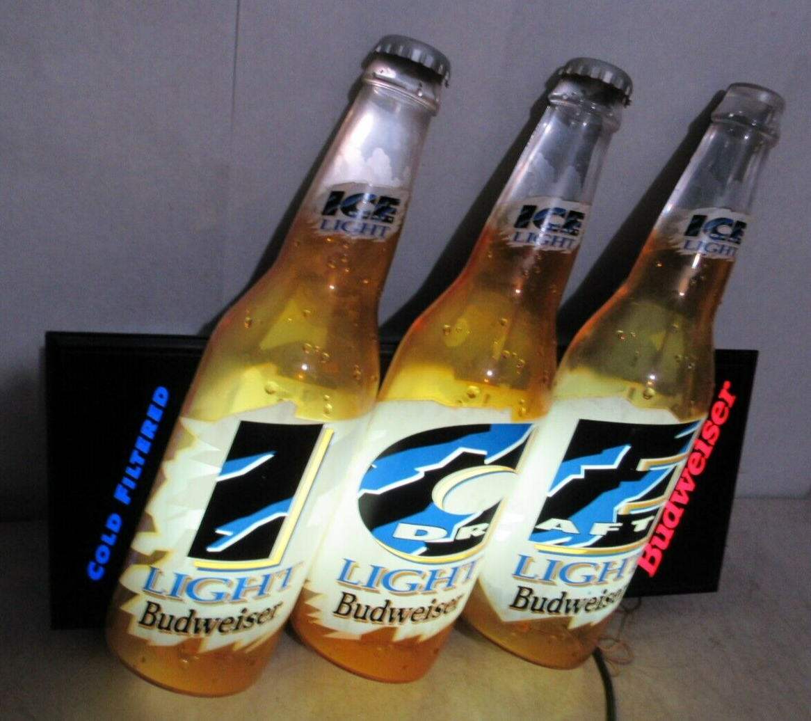 Vintage 1994 Budweiser Ice Light Draft Beer Lighted Sign Display Works ...
