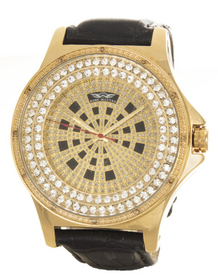 King Master Men's Gold-tone Case Black Leather Band Watch | eBay