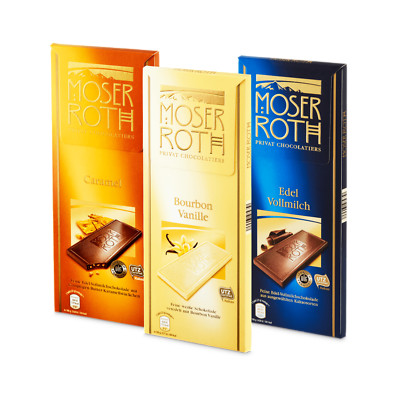 3 Different sorts Moser Roth Milk Chocolate , Caramel and Bourbon ...