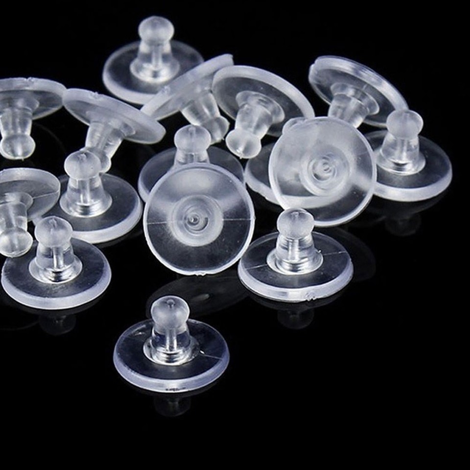 200 PCS Clear Earrings Safety Back Locking Backs Silicone Tips Lifters ...