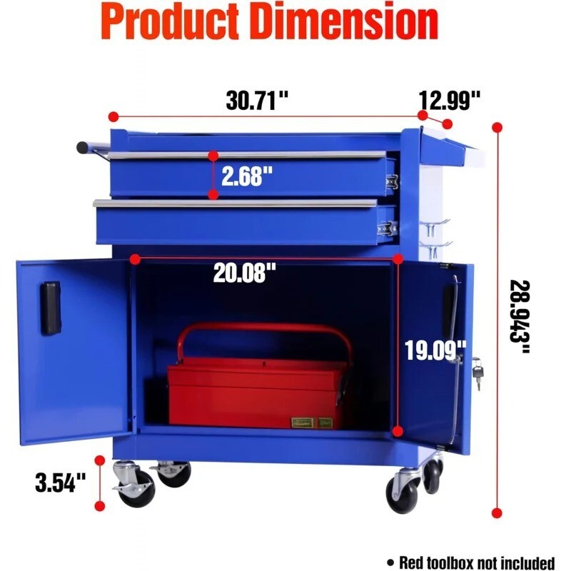 Tool Chest Heavy Duty Cart Steel Rolling Tool Box with Lockable Doors ...