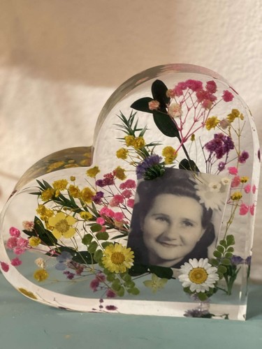 Custom Resin Heart With Custom Photos And Flowers | eBay