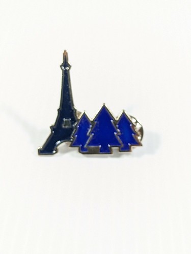 Silver Tone Blue Enamel Eiffel Tower Pine Tree Pin | eBay
