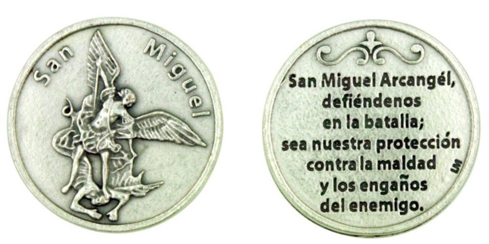San Miguel Saint St Michael the Archangel Pocket Token with Prayer, 1 1 ...