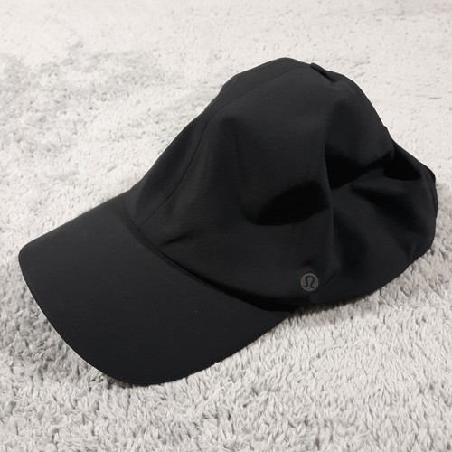 Lululemon Running Hat Cap Adjustable Strapback Black Spellout Logo ...