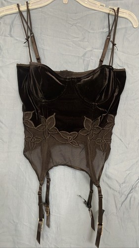 Shirley of Hollywood 34C Black Velvet Bustier Basque Designer Lingerie ...