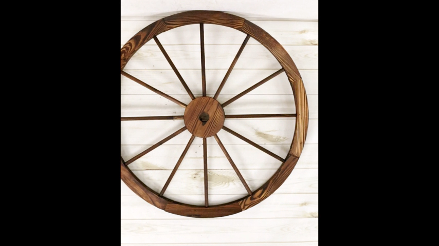 Oversized 31" Vintage Rustic Round Wood Cartwheel Wagon Wheel Wall ...