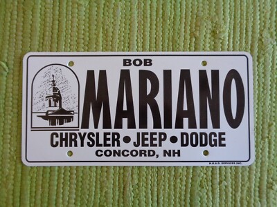 Vintage Bob Mariano Chrysler Dodge Jeep DEALER License Plate Concord NH ...