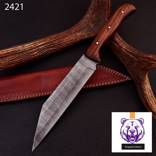 Medieval Seax Knife Custom Made Hand Forged Damascus Steel Viking Sax W ...