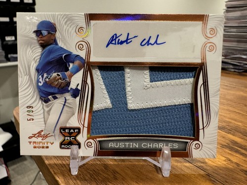 2023 Leaf Trinity Baseball Austin Charles #/99 Rookie Patch Auto RPA 🔥📈 ...