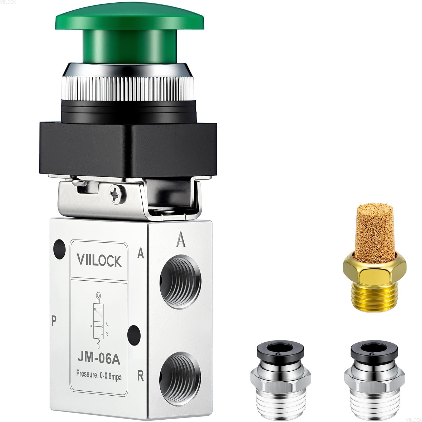 Pneumatic Mechanical Valve 1/4” NPT 3 Way 2 Position Momentary Push ...
