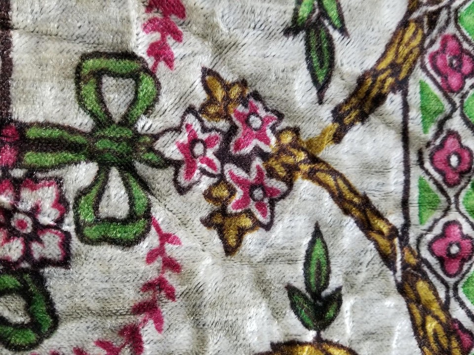 Vintage European Floral Printed Border Velvet Tapestry Panel 200x145cms ...