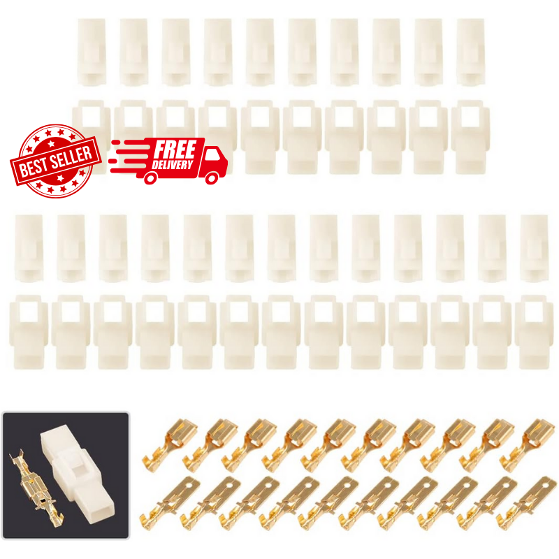 120Pcs 6.3Mm 1 Pin Way Electrical Automotive Wire Connector Male Female ...