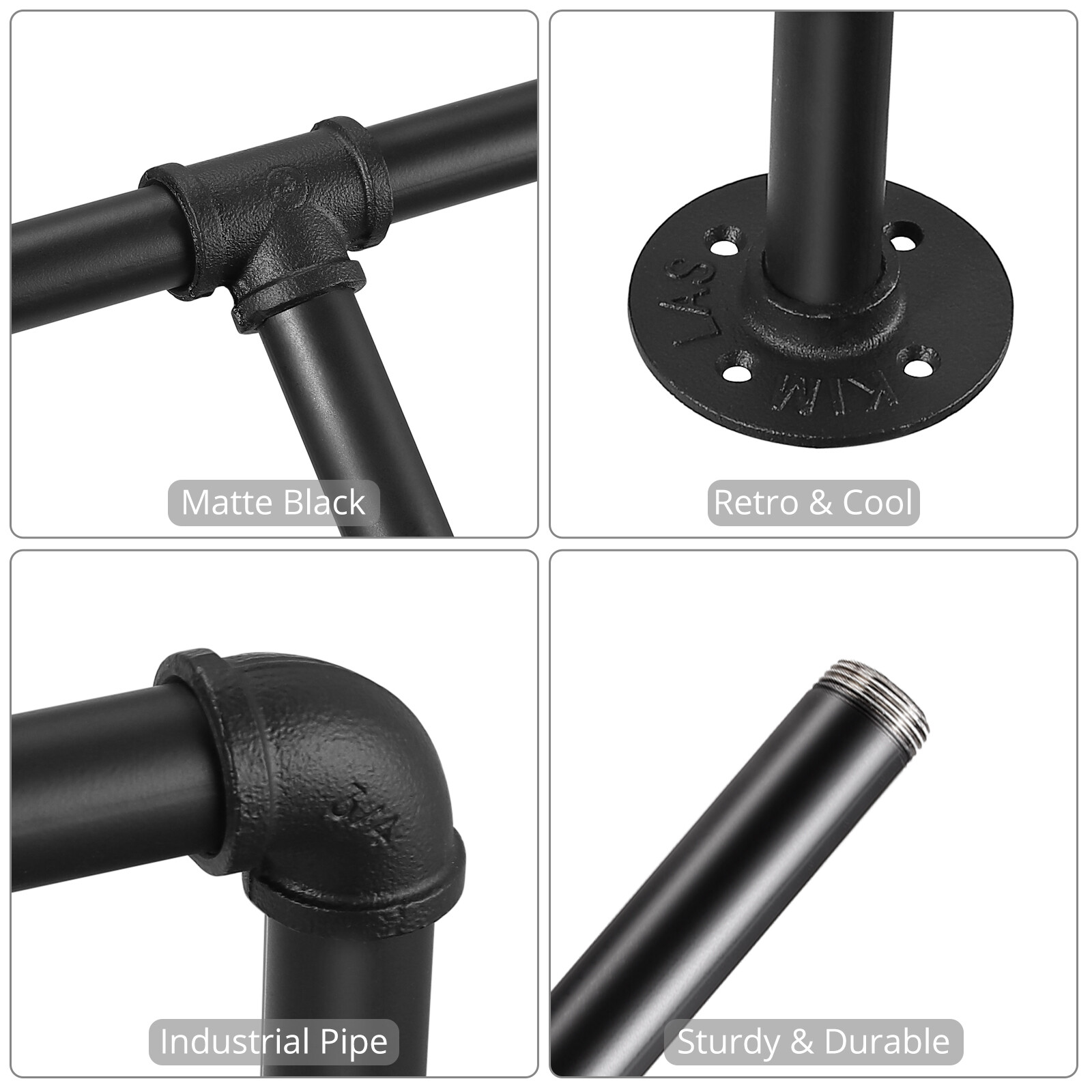 Clothes Rail Pipe Garment Wall Mounted Hanging Wardrobe Display Rack ...