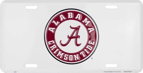 ALABAMA CAR TAG LICENSE PLATE CRIMSON TIDE METAL SIGN WHITE UNIVERSITY ...