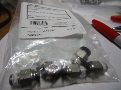 1/4" Tube x 1/8" Male 18.5mmH NPT Nickel Plated Brass PTC Connector QTY ...