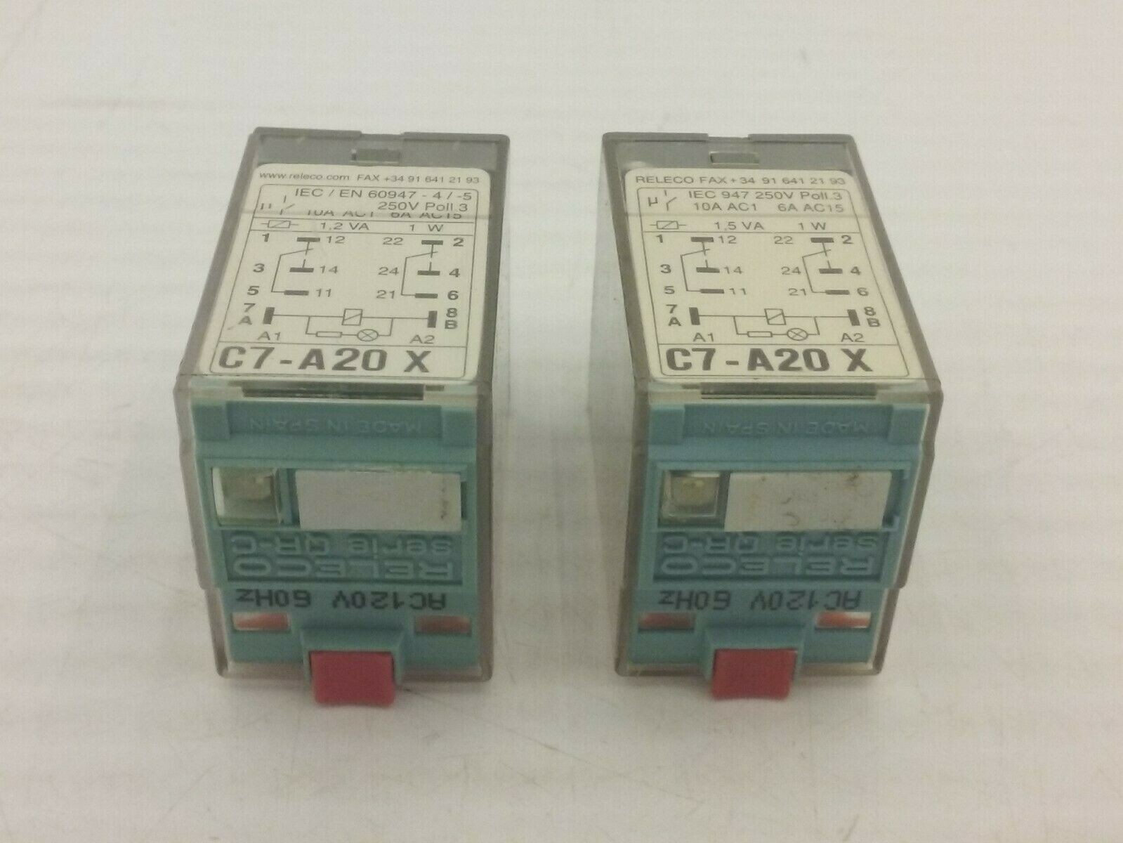 RELCO C7-A20 X RELAY SERIES QR-C 24VDC 10 AMP DPDT 8 BLADES PLUG IN ...