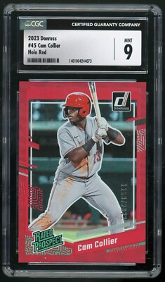 CAM COLLIER 2023 Donruss #45 Holo Red Rated Prospect Reds 1159/2023 CGC ...