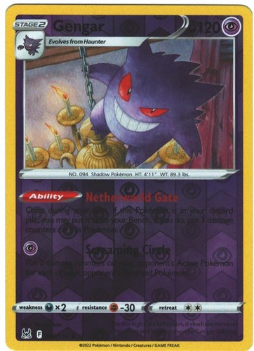 Gengar 66/196 Lost Origin Reverse Holo Rare Pokemon Card TCG 066/196 ...