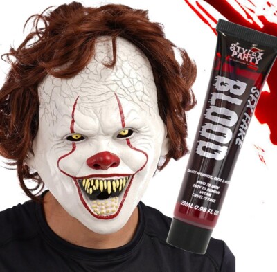 Scary Clown Mask with Fake Blood Halloween Fancy Dress Costume Party ...
