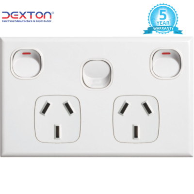 NEW Standard Double Power Point Extra Switch GPO Socket Outlet White ...