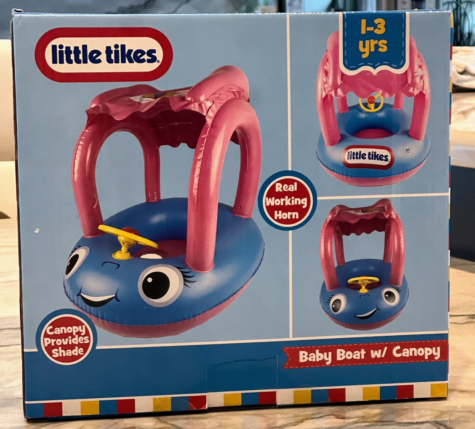Little Tikes Pink Baby Inflatable Boat With Canopy for Beach or Pool ...