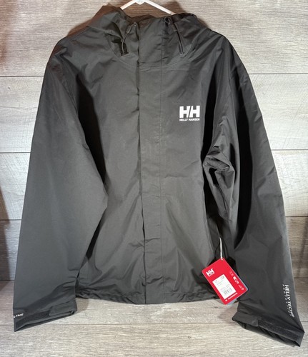 NEW Helly Hansen Uline Seven Jacket Black Hooded Rain Coat Size XL | eBay