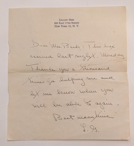 Lillian Gish Handwritten Letter | eBay