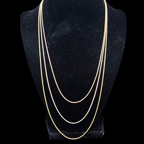 Vintage Premier Designs Tri-colored Triple Strand Snake Chain Necklace ...