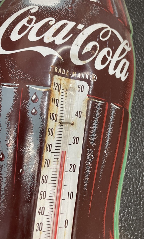 Vintage DONASCO Tin Metal COCA-COLA Coke Bottle Thermometer 17" USA | eBay