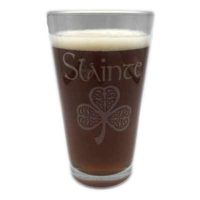 Slainte Cheers Irish Ireland Shamrock CHEERS Glass Engraved Beer Pint ...