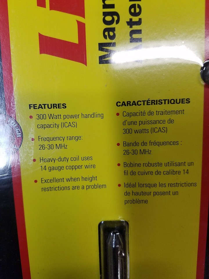 Wilson Little Wil black magnet mag mount mobile CB Antenna kit w SS ...