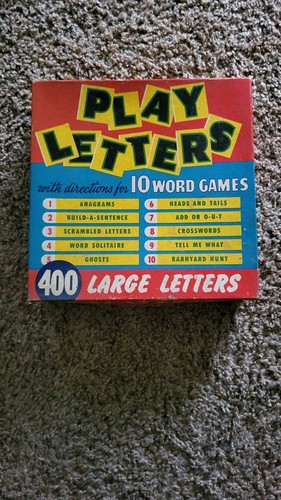 Vintage Play Letters 10 Word Games Original Box Craft Letters Scrabble ...