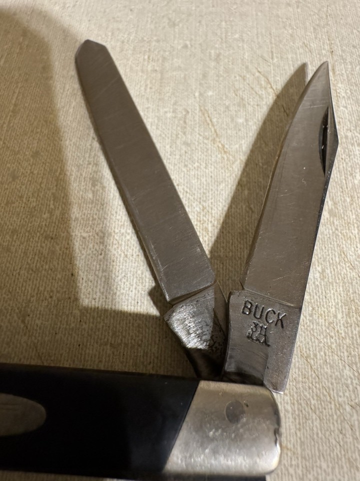 VINTAGE BUCK 311 SLIMLINE TRAPPER Pocket Knife/BLACK DELRIN HANDLE No ...