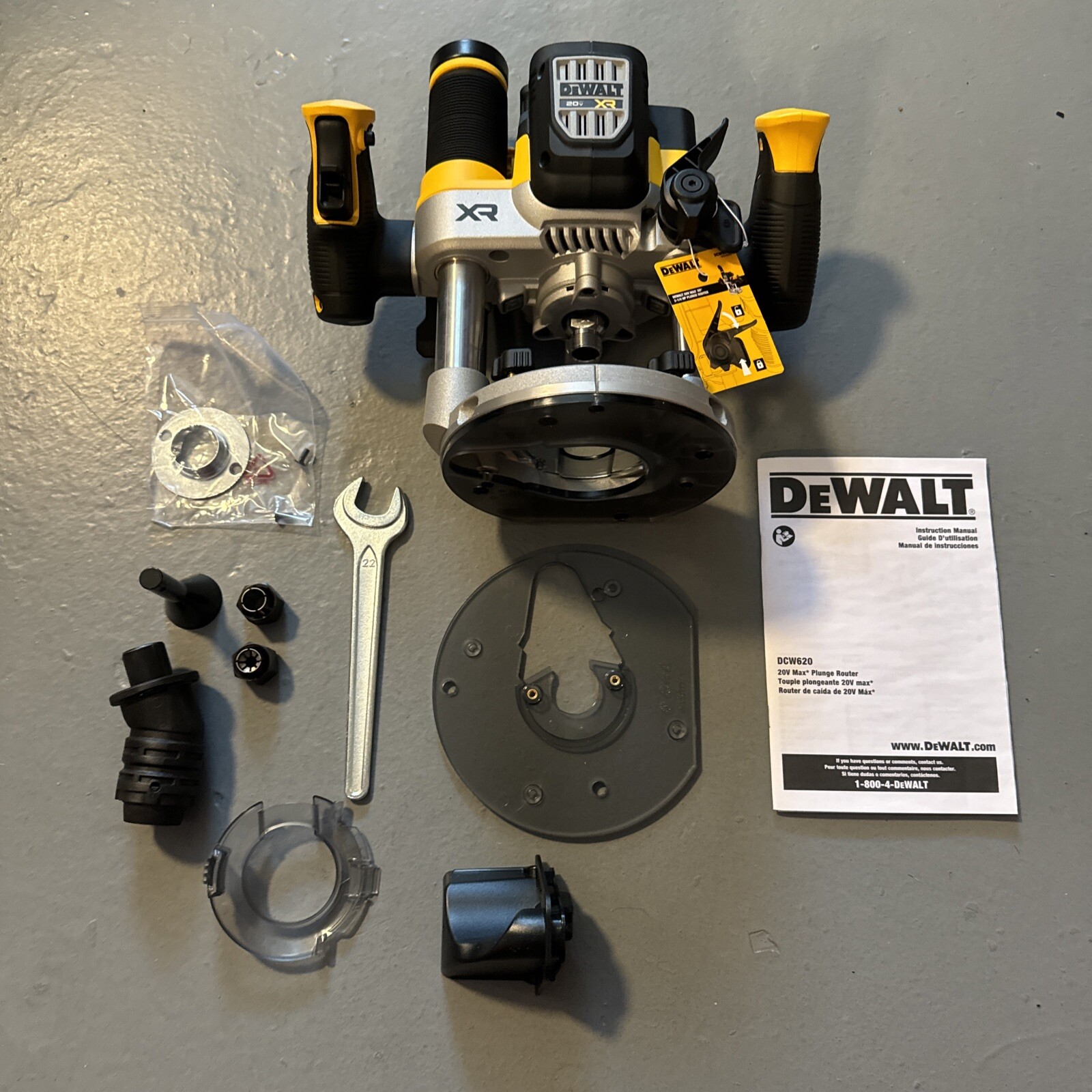 DeWalt DCW620B 20V MAX XR 2-1/4 HP Brushless Cordless Plunge Router ...