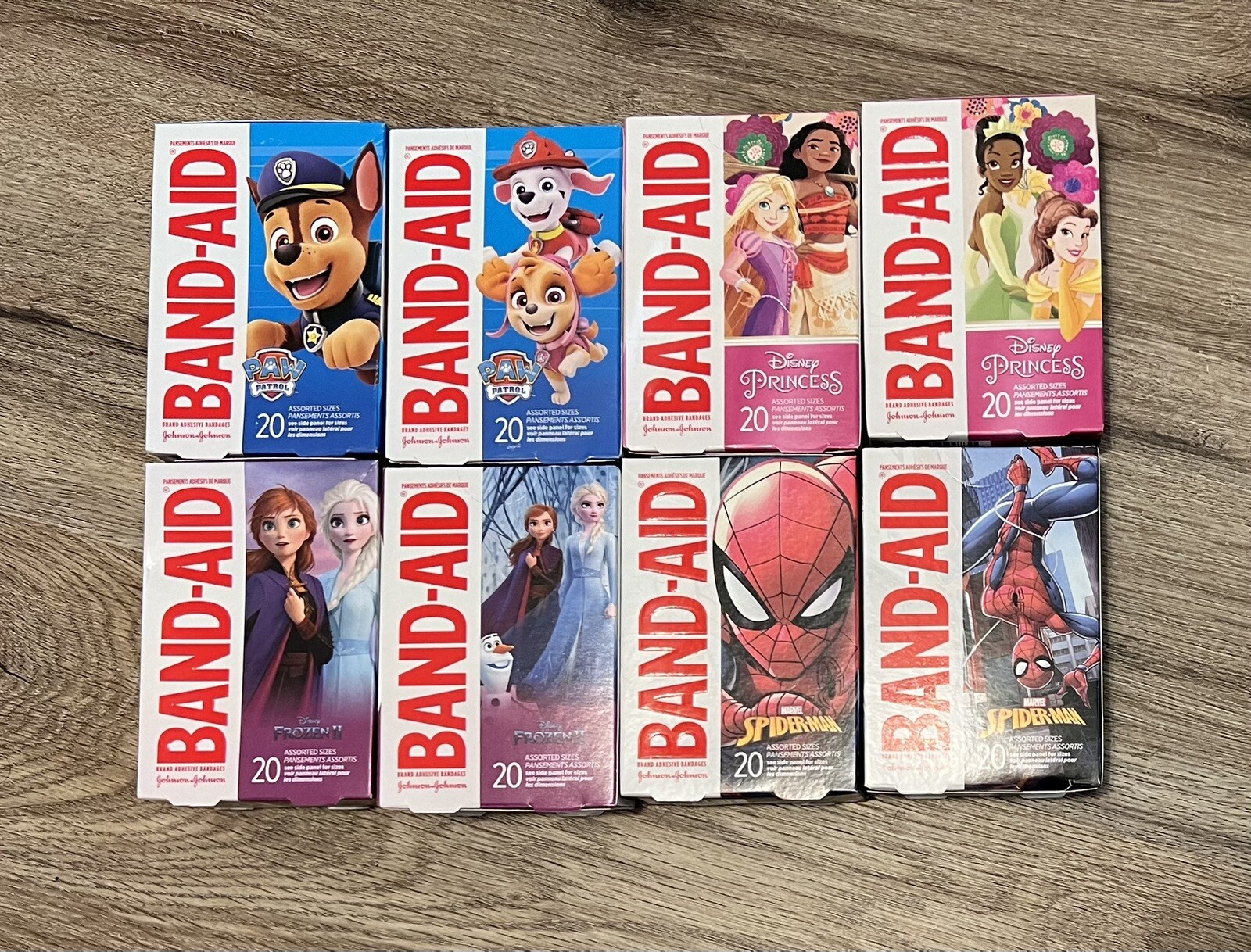 Band-Aid Bandages Disney Princess Frozen Spiderman Paw Patrol 20 ea x 8 ...