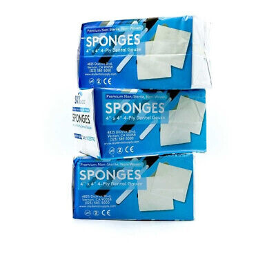 Up to 5000 Dental Gauze Sponge 2x2 / 3x3 / 4x4 4 Ply Non Woven NS ...