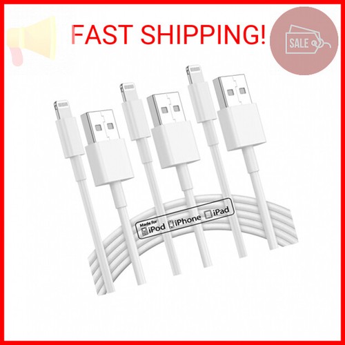 6 ft iPhone Charger 3pack, [Apple MFi Certified] USB to Lightning Cable ...
