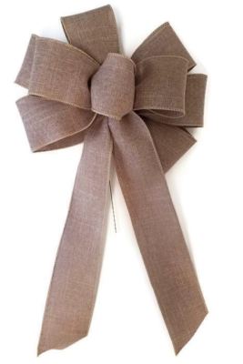 Large 10" Hand Made Natural Linen Bow Rustic Country Wedding Fall ...