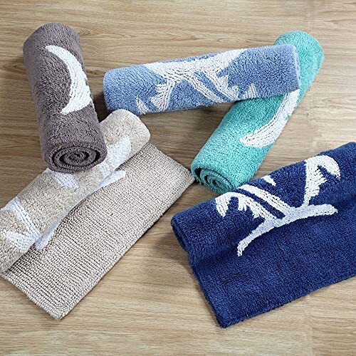 Home Skipjack Reversible Cobalt Blue 17"" W x 24"" L Bath Rug ...