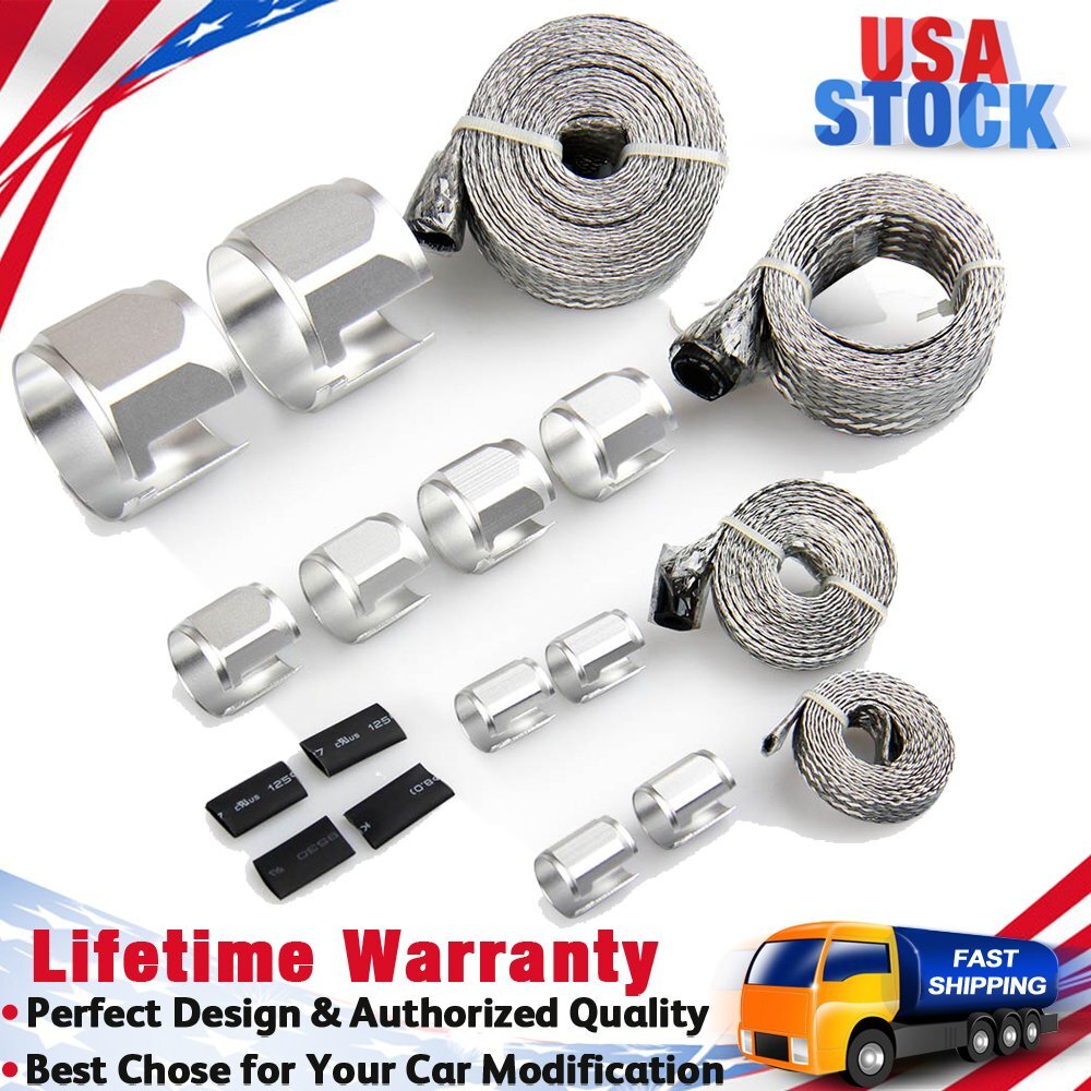 Braided Fuel Line Hose Flexible Sleeve Engine Fuel Line Kit Stainless ...