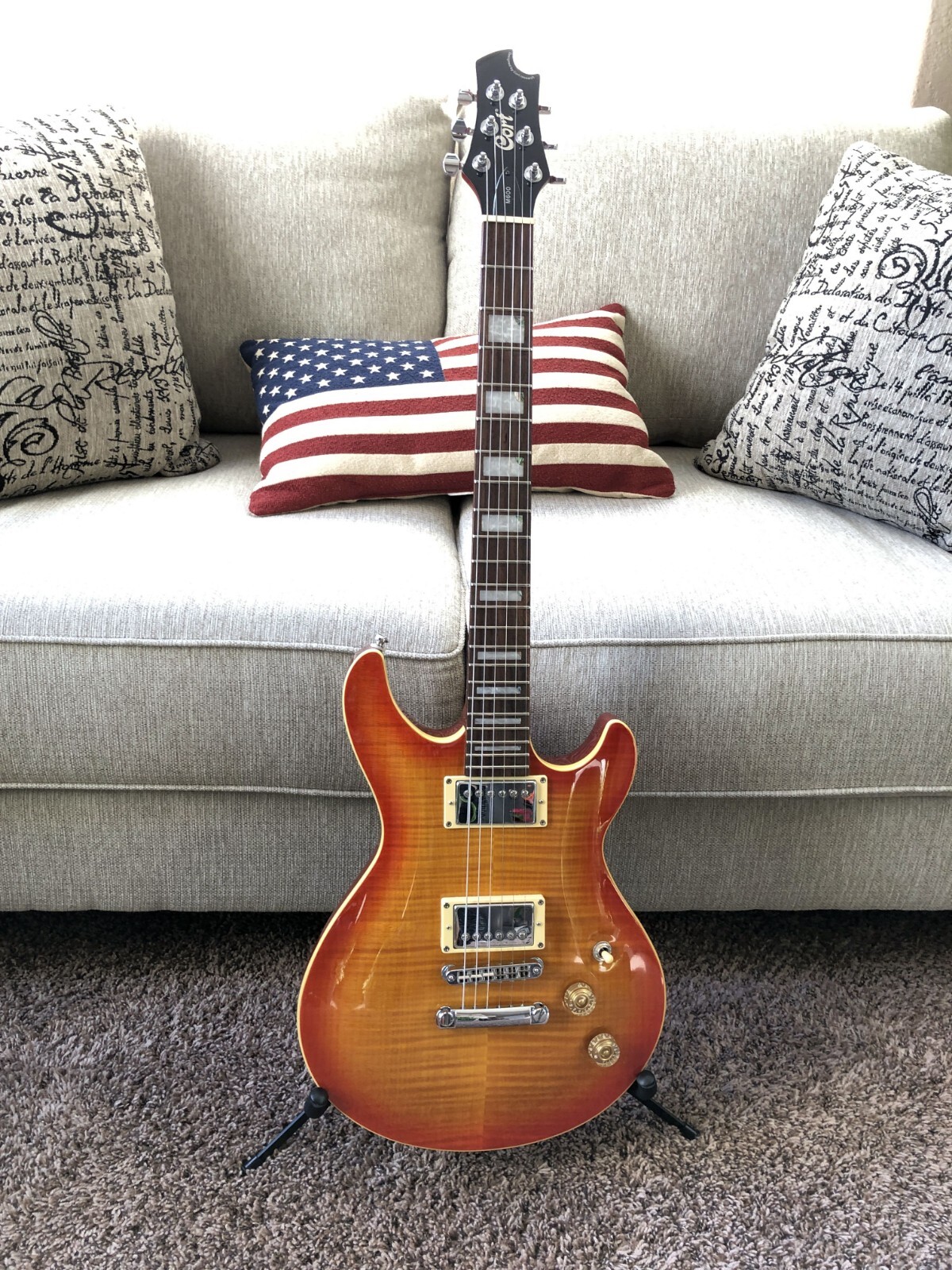Cort M600 M Series Double Cutaway HH with Flame Maple Top 2002 - Cherry ...