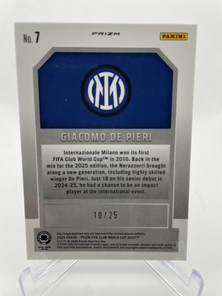 Giacomo De Pieri Inter Milan 2025 Panini Prizm FIFA CWC Mojo Rookie ...