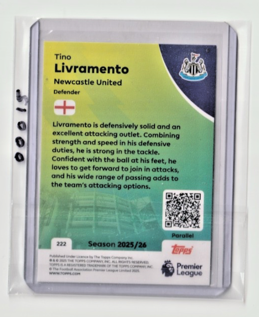 2025 Topps Premier League Tino Livramento 222 Gold Diamond /50 | eBay UK