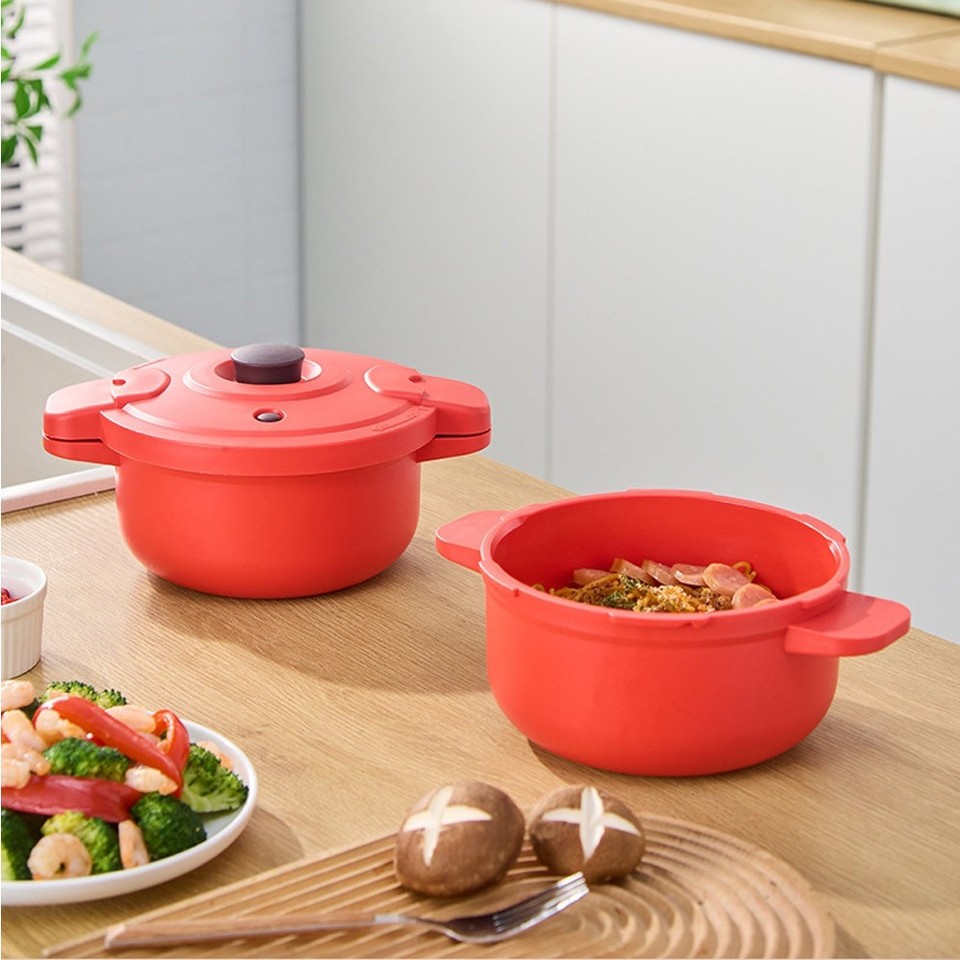 Microwave Pressure Cooker Easy Clean Small No Fire Heat Resistant Stew ...