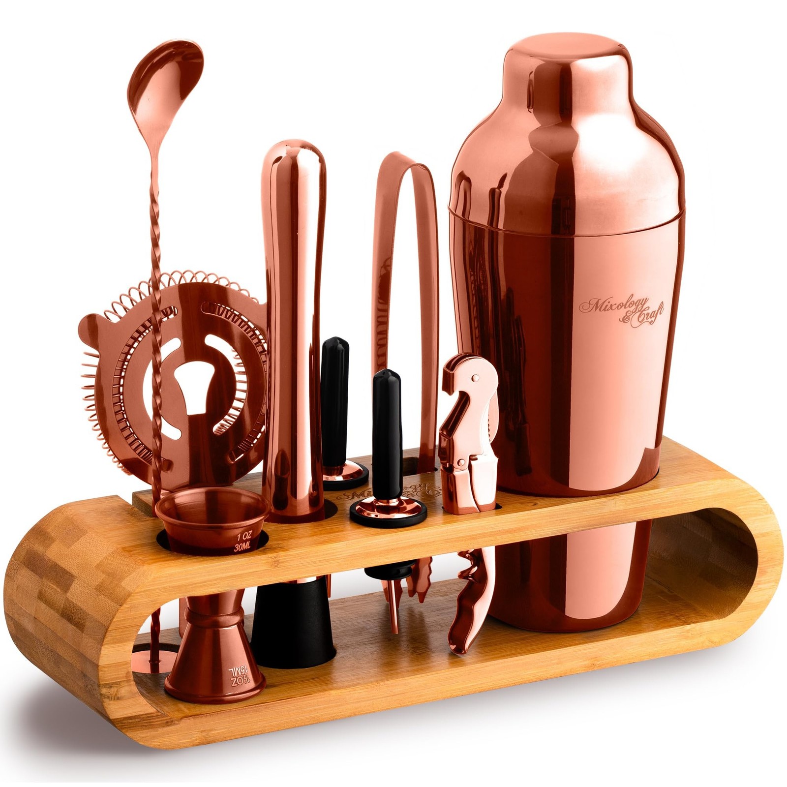 Mixology Bartender Kit: 10-Piece Bar Tool Set with Bamboo Stand ...