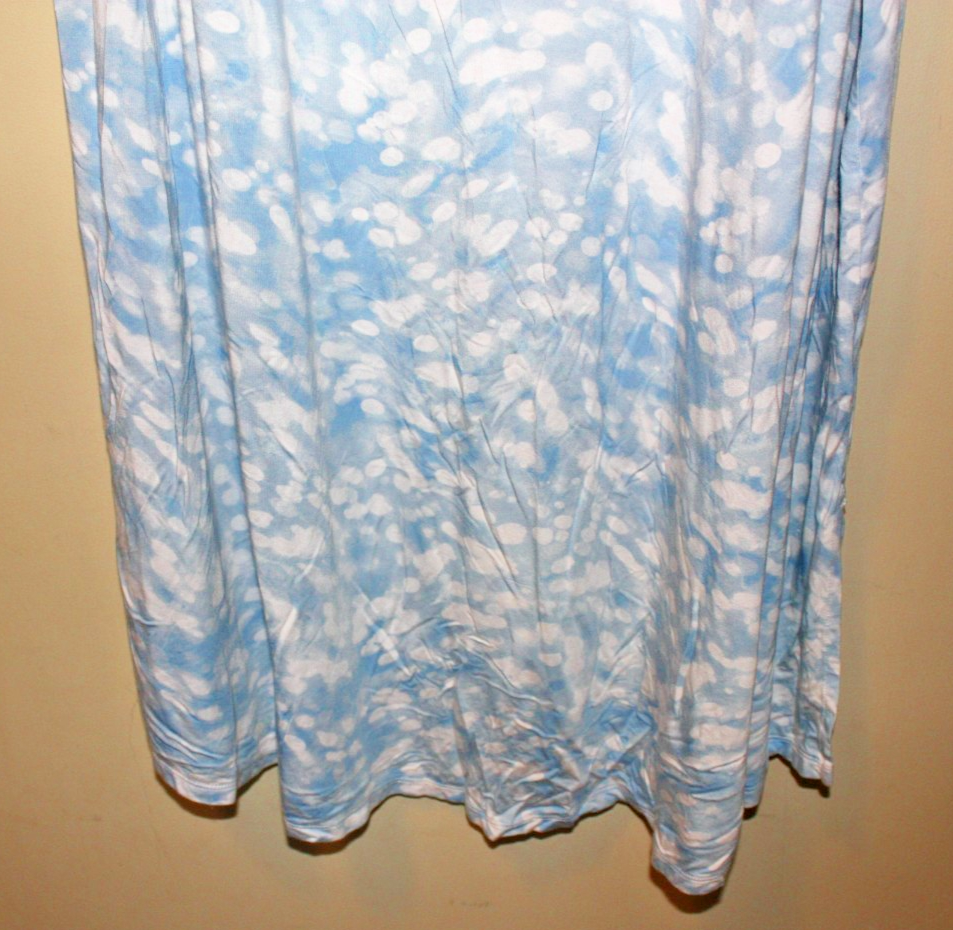 Lands End Plus Size 2X Cooling Long Nightgown Blue Tie Dye Sleeveless ...